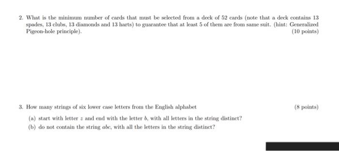 Solved 2. What is the minimum number of cards that must be | Chegg.com