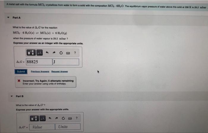 Solved A metal sat with the formula MCI, crystalizes from | Chegg.com