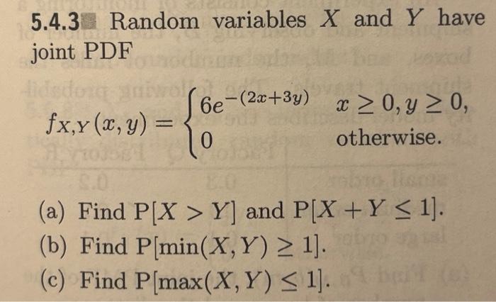 Solved 5.4.3 Random variables X and Y have joint PDF fx,y | Chegg.com