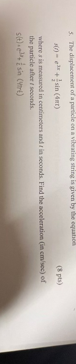 Solved The displacement of a particle on a vibrating string | Chegg.com