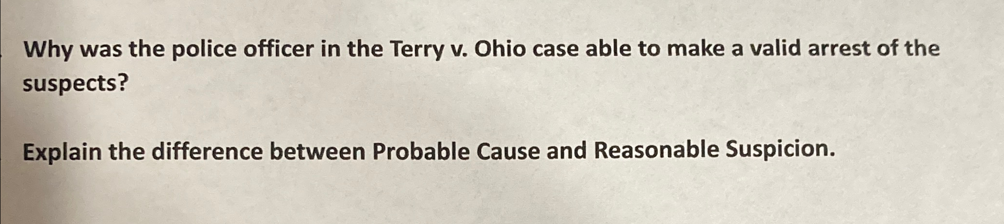 Solved Why was the police officer in the Terry v. ﻿Ohio case | Chegg.com