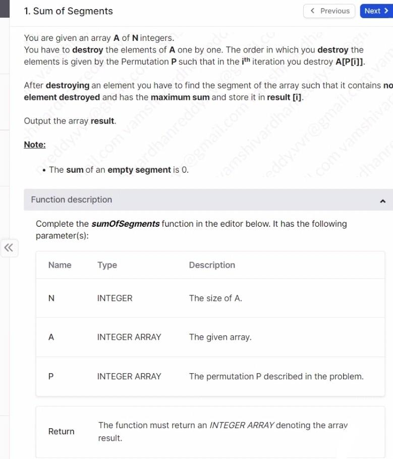 Solved 1. Sum of segments You are given an | Chegg.com