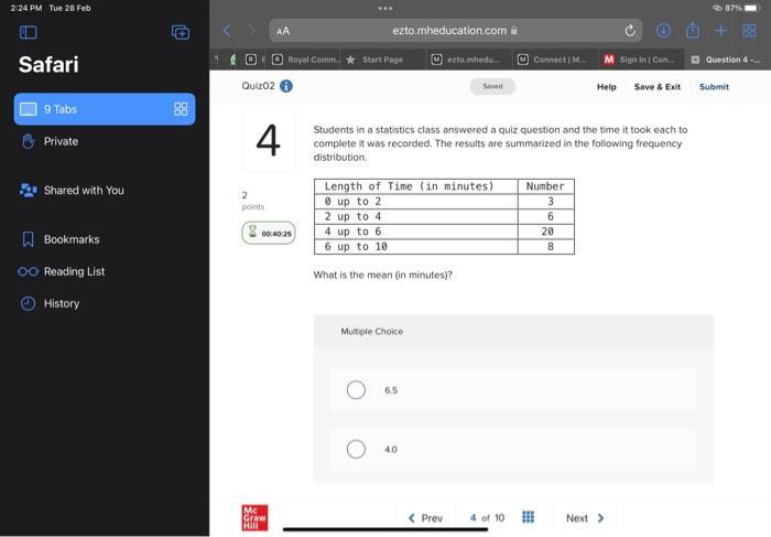 Solved Students in a statistics class answered a quiz | Chegg.com