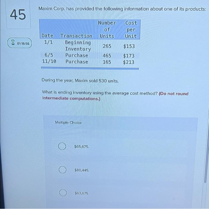 Solved Maxim Corp. has provided the following information | Chegg.com