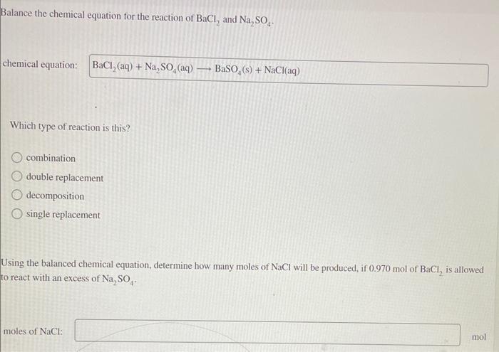 Solved Balance the chemical equation for the reaction of | Chegg.com