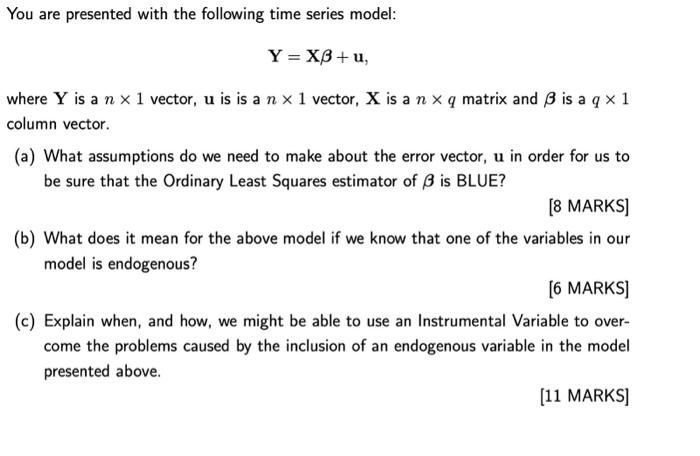 Solved You are presented with the following time series | Chegg.com
