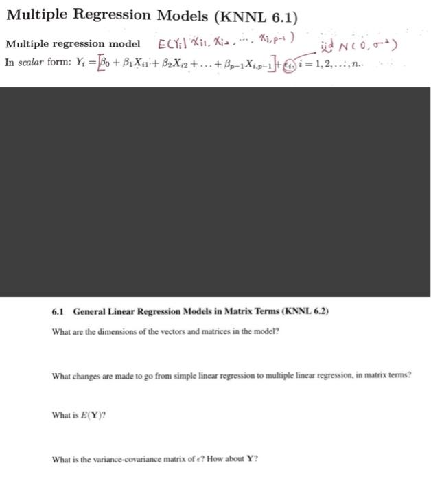 Solved Multiple Regression Models (KNNL 6.1) Multiple | Chegg.com