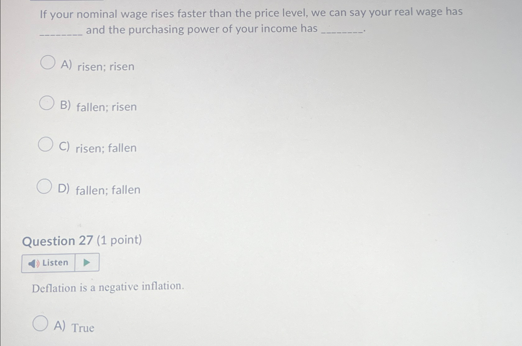 Solved If your nominal wage rises faster than the price | Chegg.com