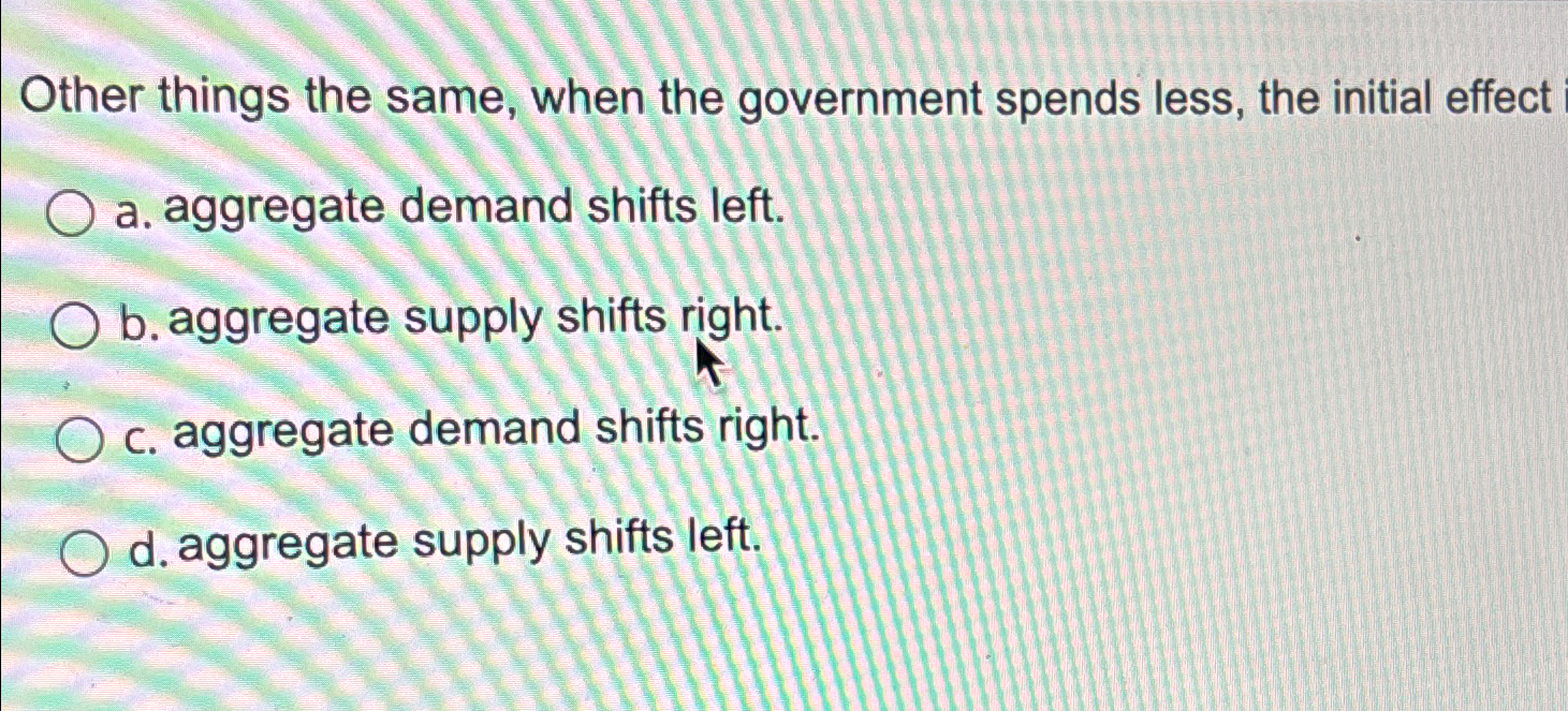 Solved Other things the same, when the government spends | Chegg.com