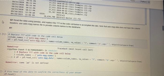 Solved why do i get the error that 'pd' is not defined | Chegg.com