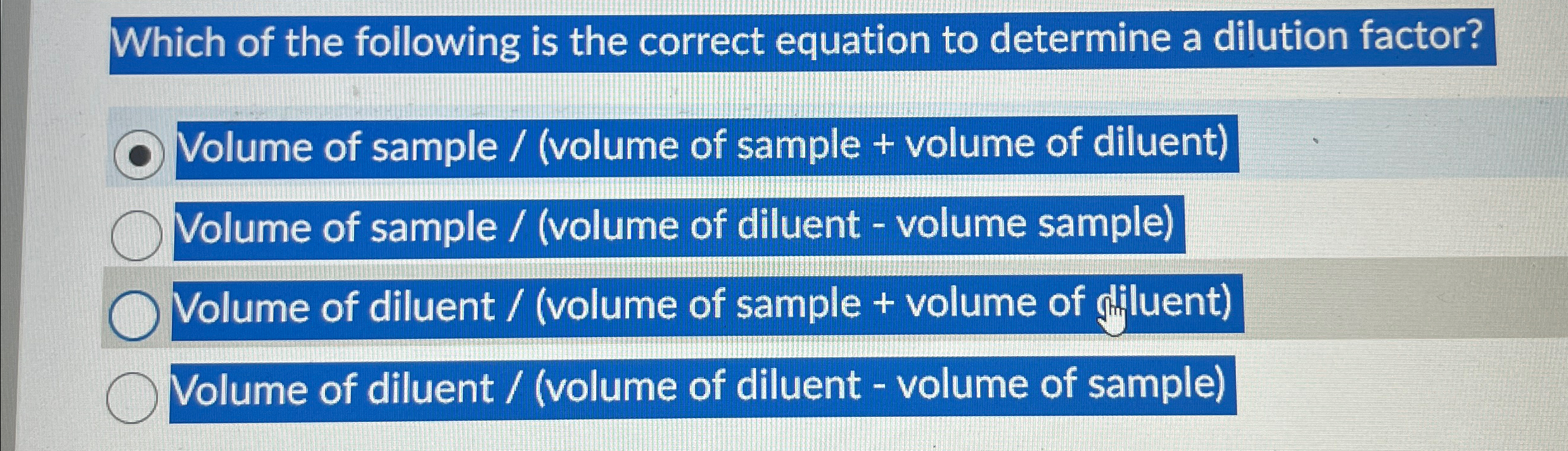 Solved Which of the following is the correct equation to | Chegg.com