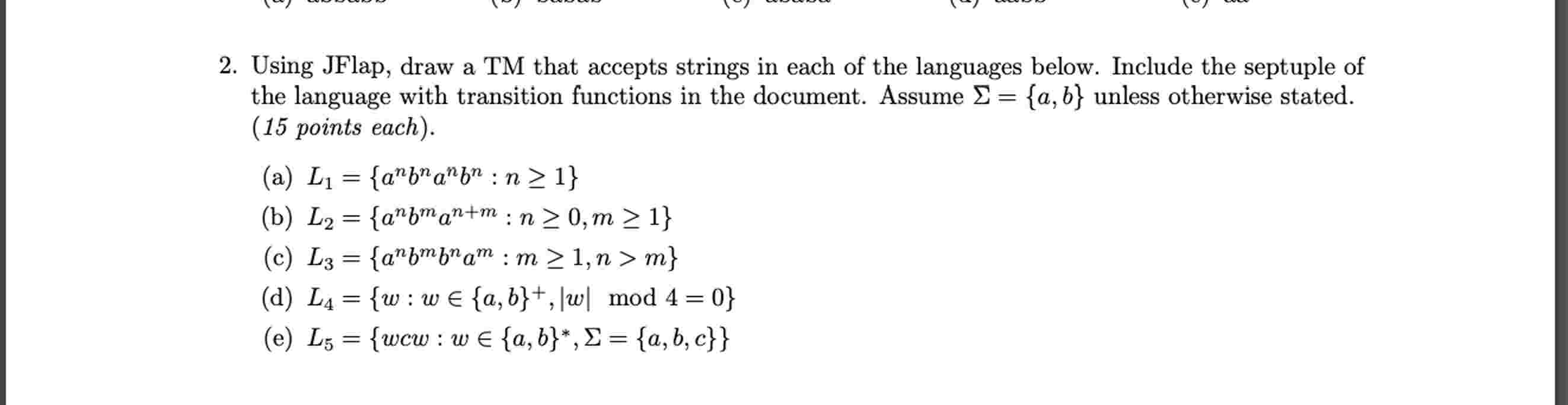 Solved draw a TM ﻿that accepts strings in ﻿each of ﻿the | Chegg.com
