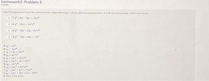 Solved homework3: Problem 9 (1 point) Match the appropriate | Chegg.com