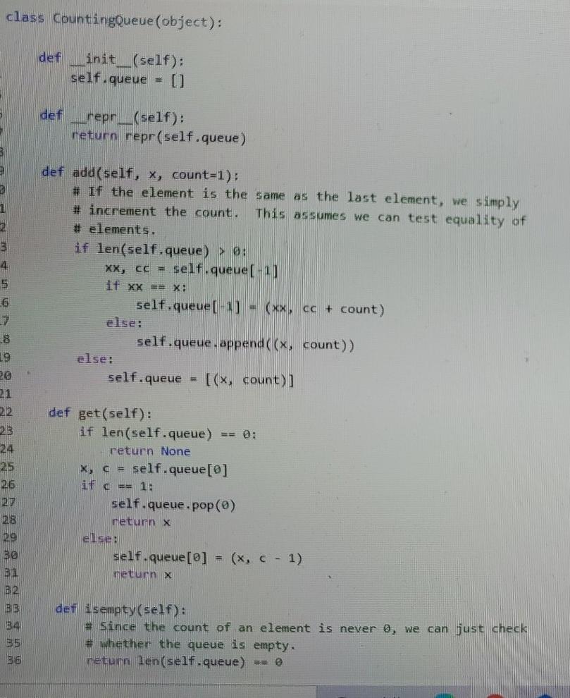 Solved getitem 1 def counting queue getitem(self, n): 2 ### | Chegg.com