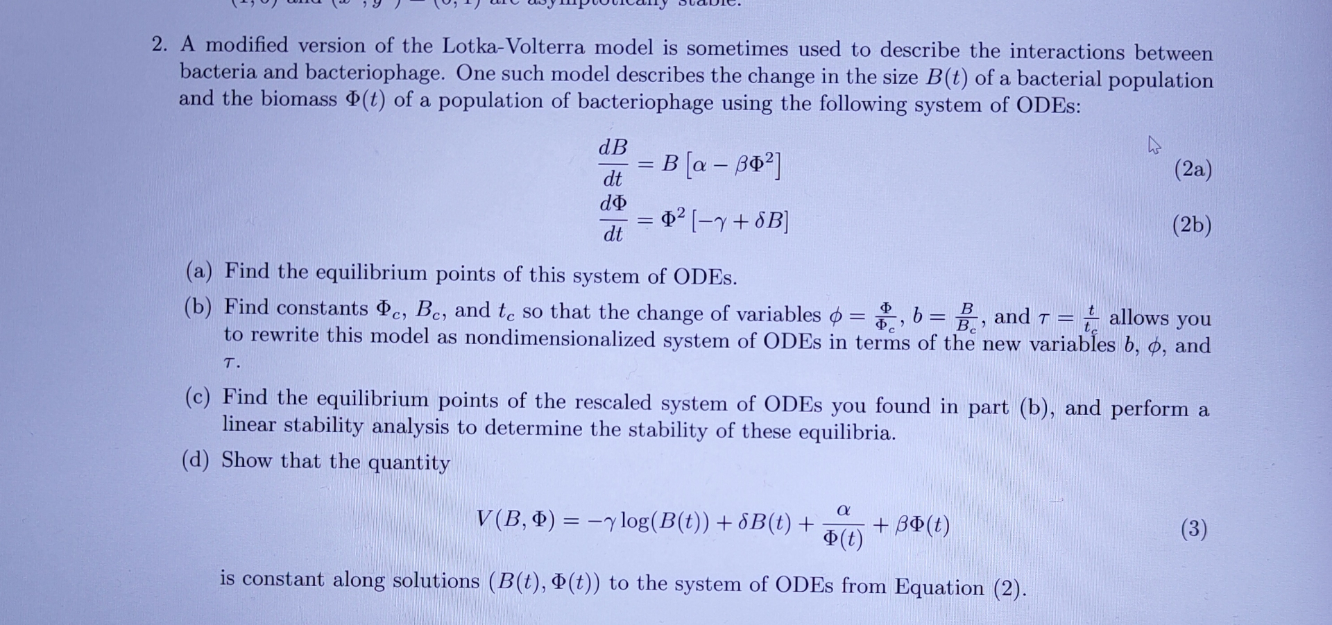 Solved A modified version of the Lotka-Volterra model is | Chegg.com