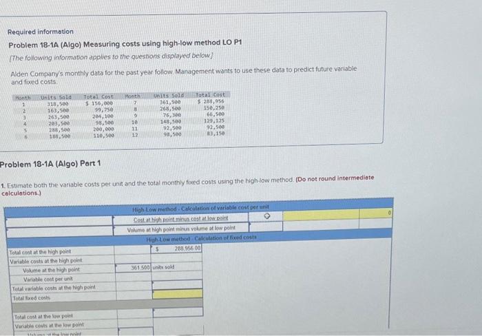 Solved Required Information Problem 18 1a Algo Measuring