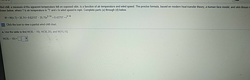 Solved Ind chill, a measure of the apparent temperature felt | Chegg.com