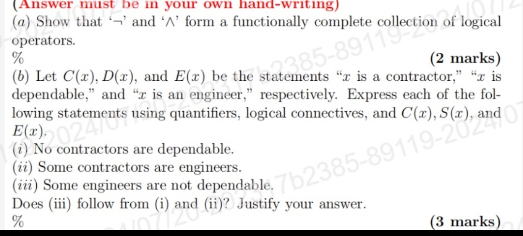 Solved (Answer must be in your own hand-writing)(a) ﻿Show | Chegg.com