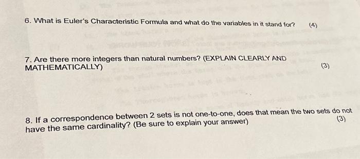 Solved 6. What is Euler's Characteristic Formula and what do | Chegg.com