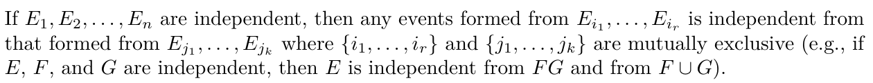 If E1,E2,dots,En ﻿are independent, then any events | Chegg.com
