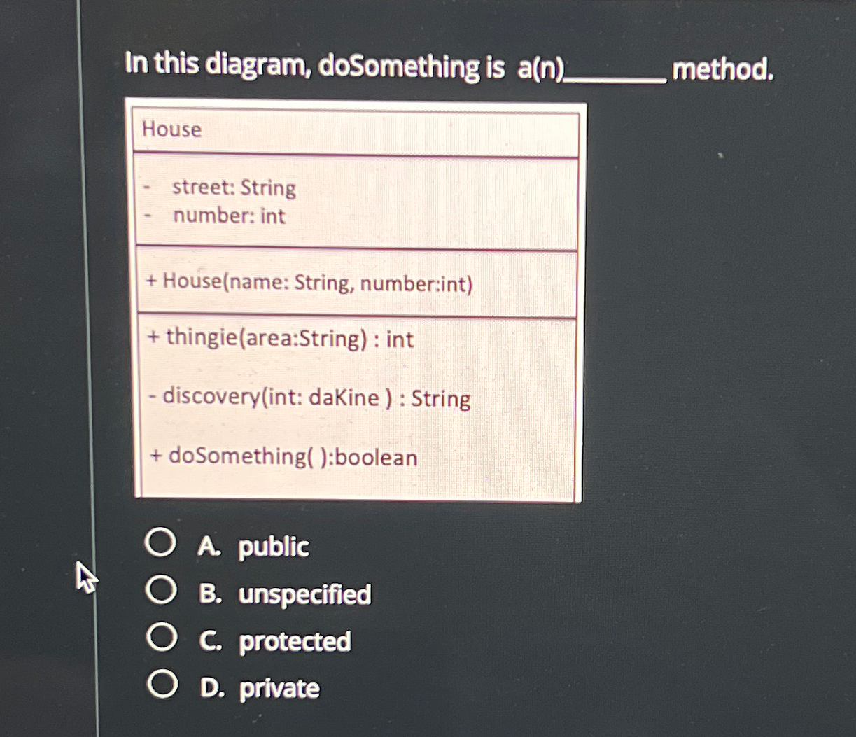 Solved In this diagram, doSomething is a(n) | Chegg.com