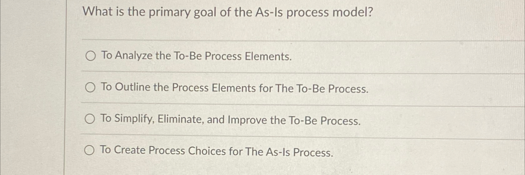 Solved What is the primary goal of the As-Is process | Chegg.com