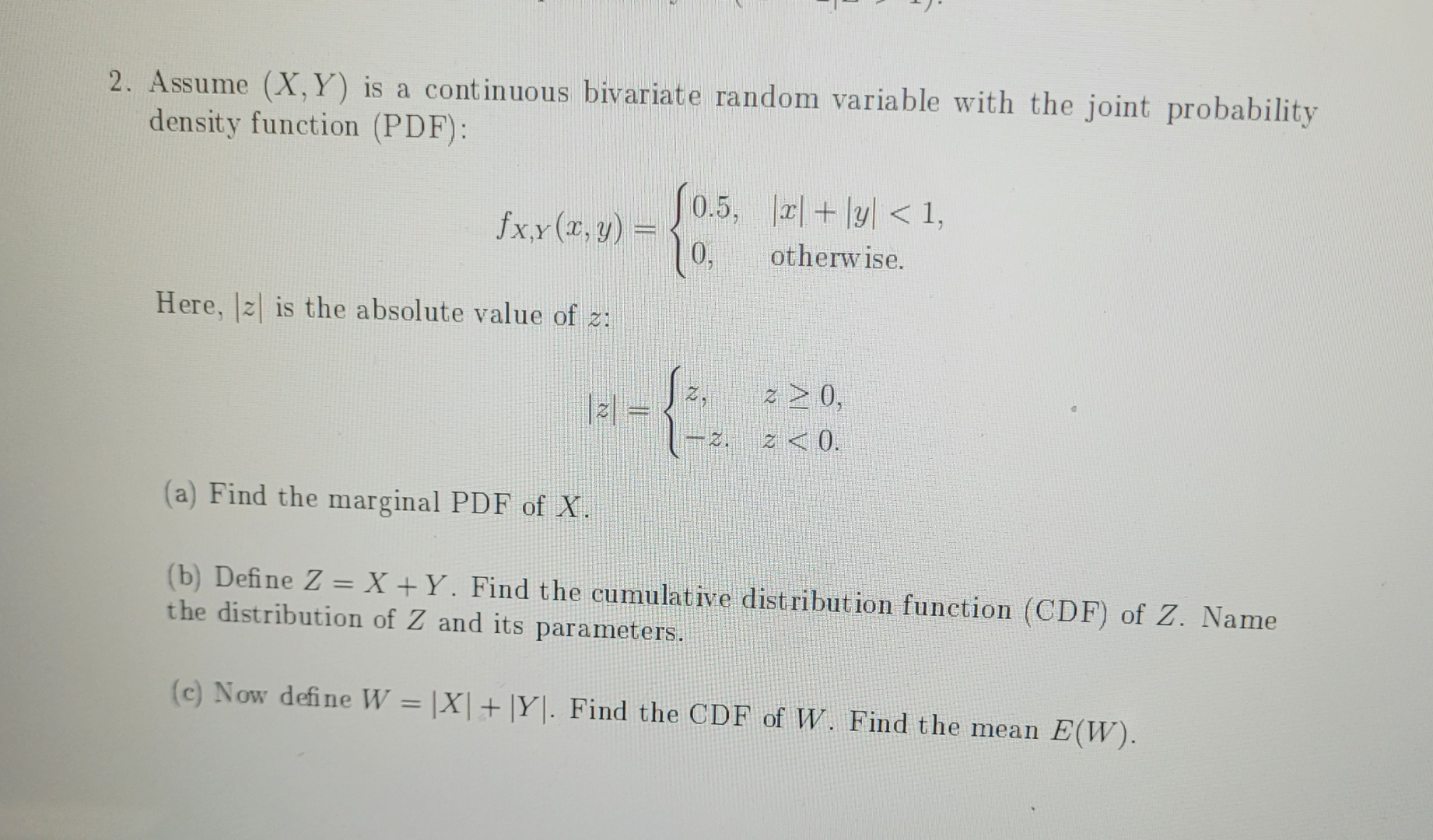 Solved Assume Xy is A Continuous Bivariate Random 3857