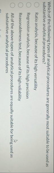 Solved Which of the following types of analytical procedures | Chegg.com