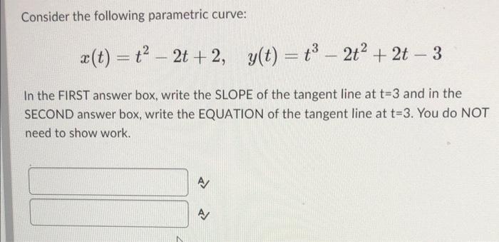 Solved Consider the following parametric curve: | Chegg.com