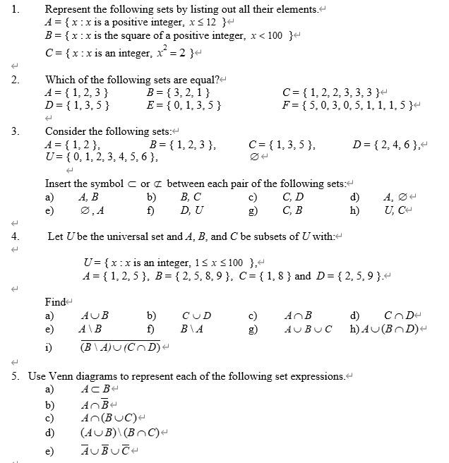 Solved 1. Represent the following sets by listing out all | Chegg.com