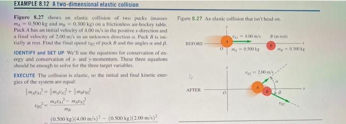 EXAMPLE 8.12 A two-dimensional elastic collision | Chegg.com