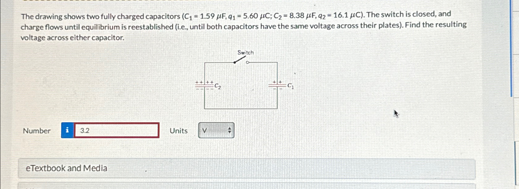 Solved The drawing shows two fully charged capacitors | Chegg.com