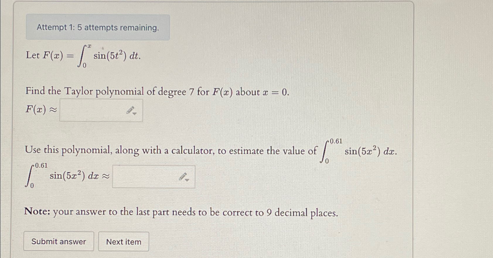 Solved Attempt 1: 5 ﻿attempts remaining.Let | Chegg.com