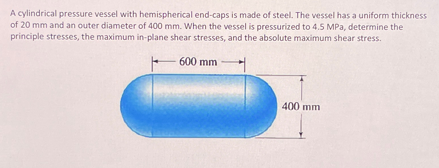 Solved A cylindrical pressure vessel with hemispherical | Chegg.com
