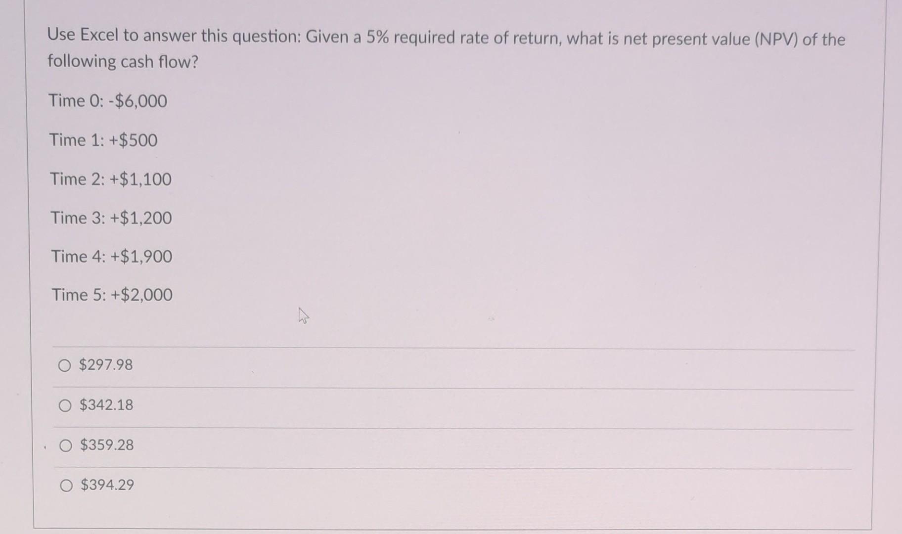 Solved Use Excel to answer this question: Given a 5\% | Chegg.com