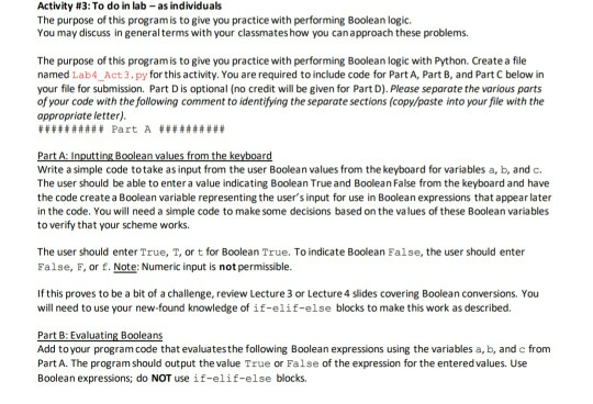 Solved Activity #3: To do in lab - as individuals The | Chegg.com