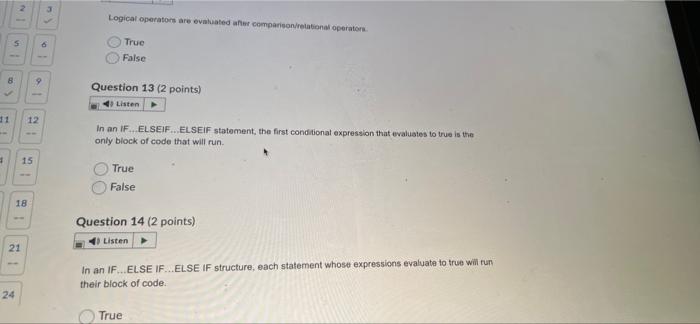 Solved N 3 Logical operators are evaluated a comparisontal | Chegg.com