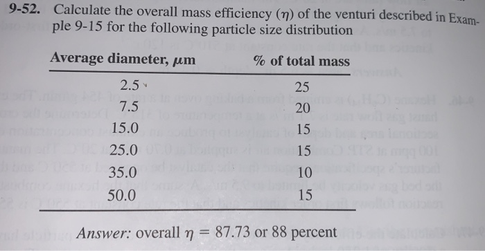 Solved 9-52. Calculate the overall mass efficiency (m) of | Chegg.com