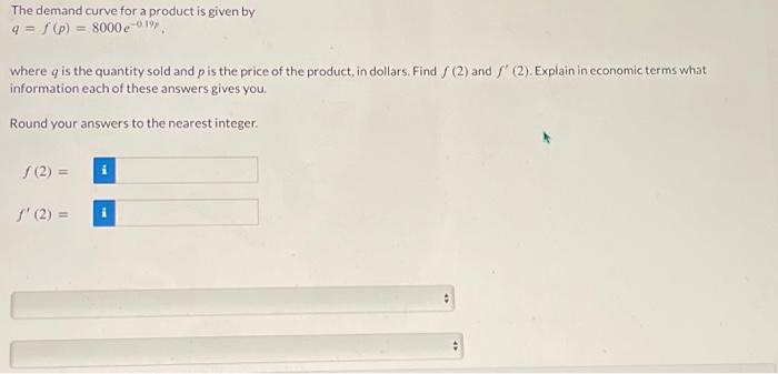 Solved The demand curve for a product is given by | Chegg.com