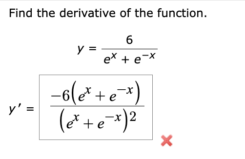 Solved Find the derivative of the | Chegg.com
