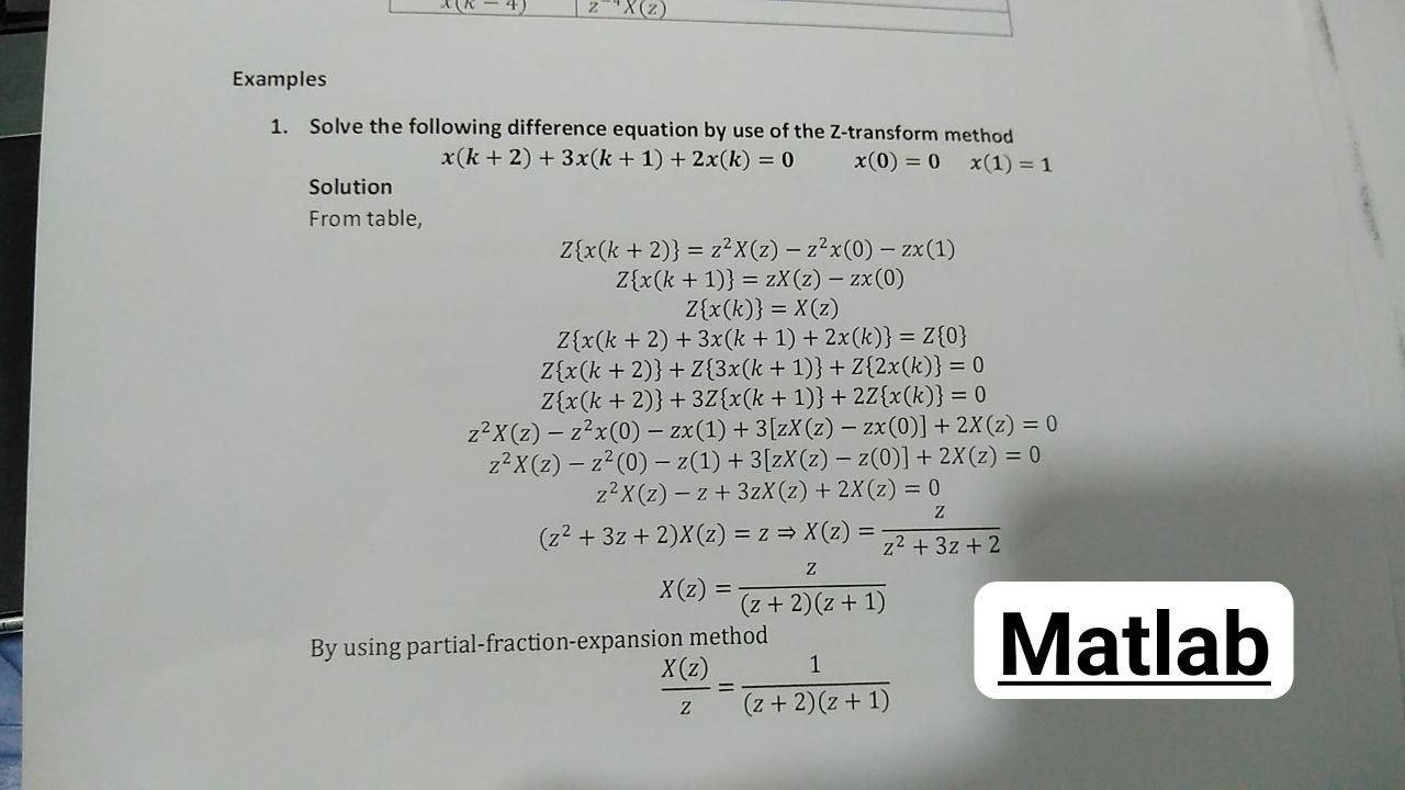 Solved X (2) Examples 1. Solve the following difference | Chegg.com