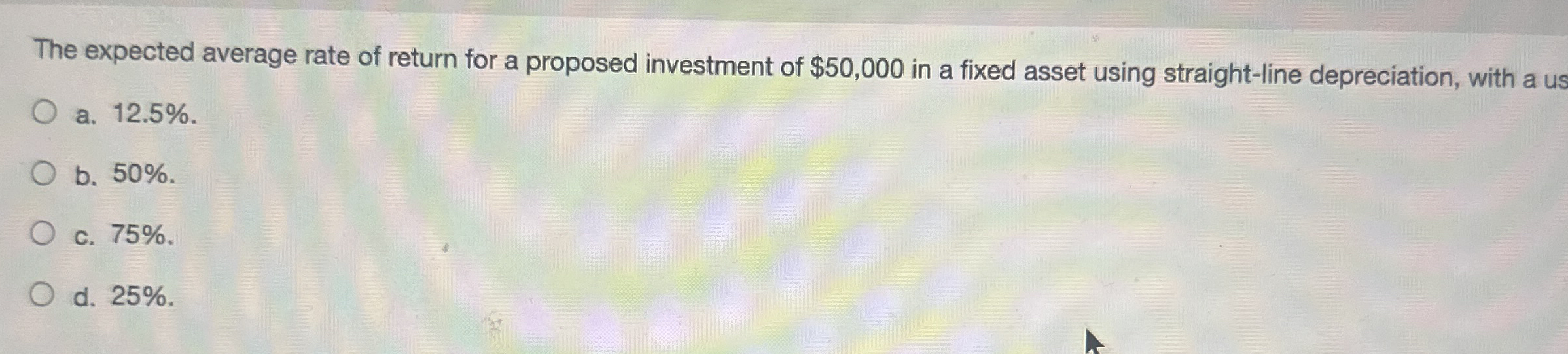 Solved The expected average rate of return for a proposed | Chegg.com