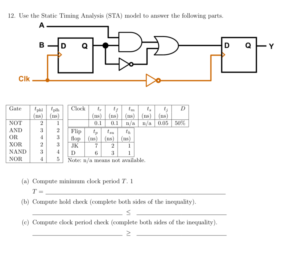 Use the Static Timing Analysis (STA) ﻿model to answer | Chegg.com