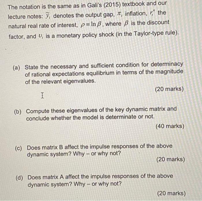 Solved 7. Determinacy in the Basic New Keynesian Model. As | Chegg.com