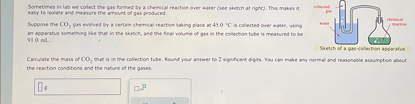 Solved Sometimes in lab we collect the gas formed by a | Chegg.com