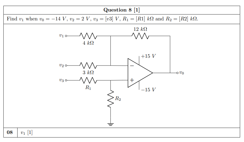 Solved Find v1 ﻿when v0 = −14 ﻿V , ﻿v2 = 2 ﻿V , ﻿v3 = [6] ﻿V | Chegg.com