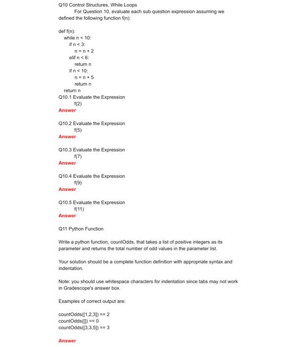 Solved Q10 Control Structures, While Loops For Question 10, | Chegg.com