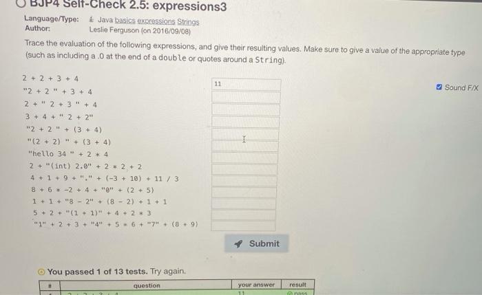 Solved Bjp4 Self Check 25 Expressions Languagetype Java 