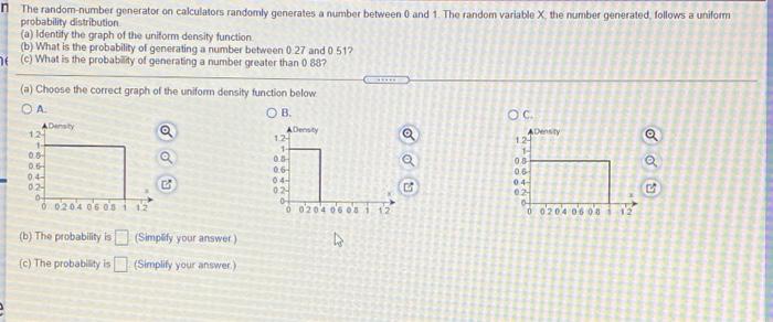 Solved In The random_number generator on calculators | Chegg.com