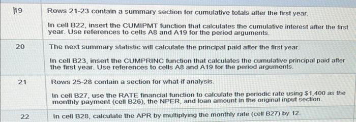 Solved 119 Rows 21-23 contain a summary section for | Chegg.com